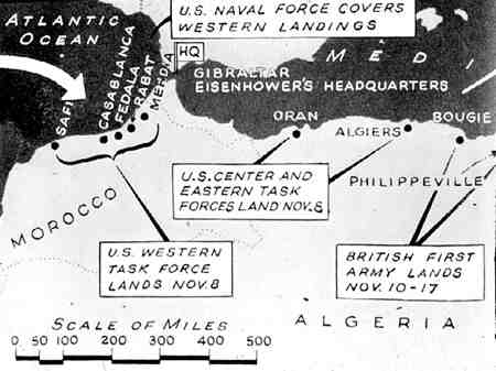 Operation Torch Map - November, 1942